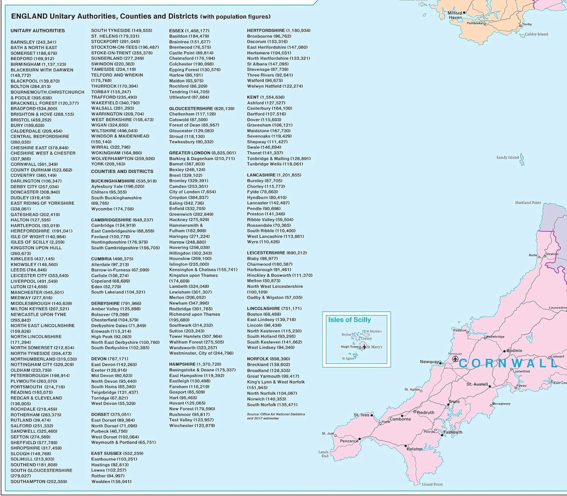 UK Wall Map Laminated Large Map Counties, District and Unitary ...