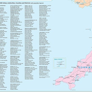 UK Wall Map Laminated Large Map Counties, District and Unitary ...