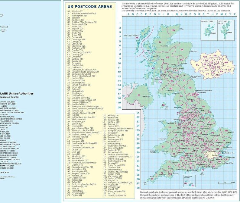 UK Wall Map Laminated Large Map Counties, District and Unitary Authority Boundaries Local ...