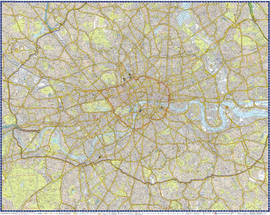 London A-Z Wall Map Premier Edition Wall Map Of London Features Borough ...