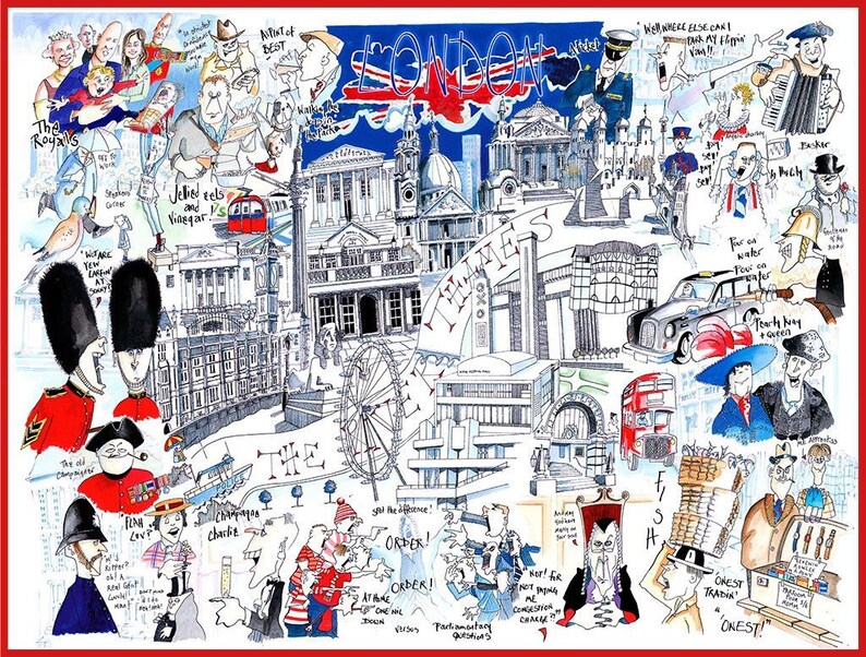 Comical Map of London Artwork by Tim Bulmer 1000 Piece Puzzle for ...