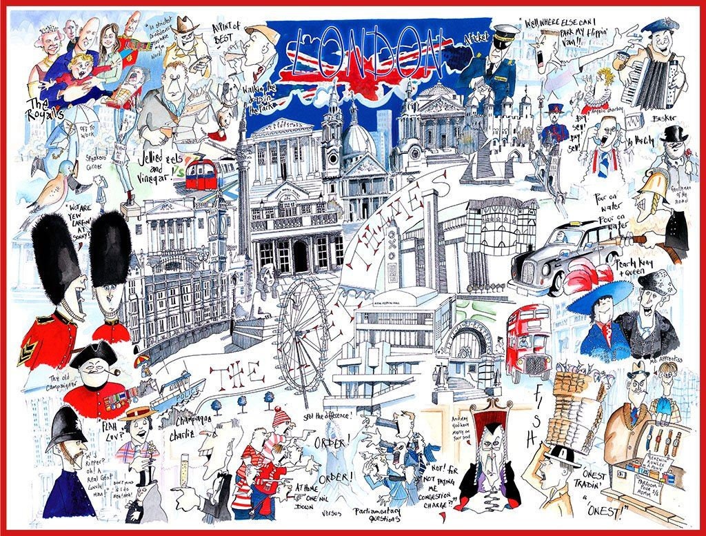 Comical Map of London Artwork by Tim Bulmer 1000 Piece Puzzle for ...