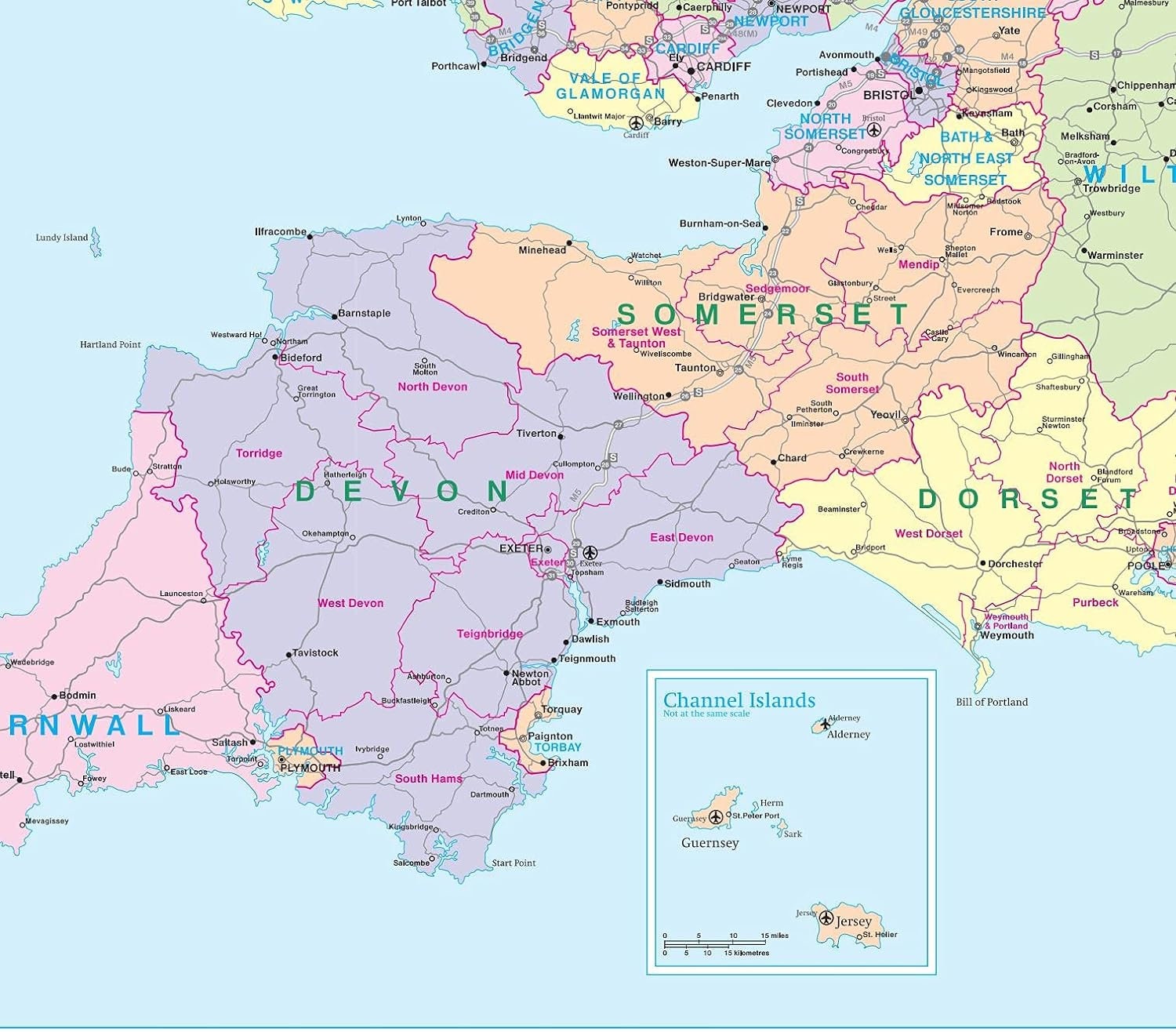 UK Wall Map Laminated Large Map Counties, District and Unitary ...