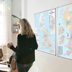 UK Wall Map Laminated Large Map Counties, District and Unitary ...