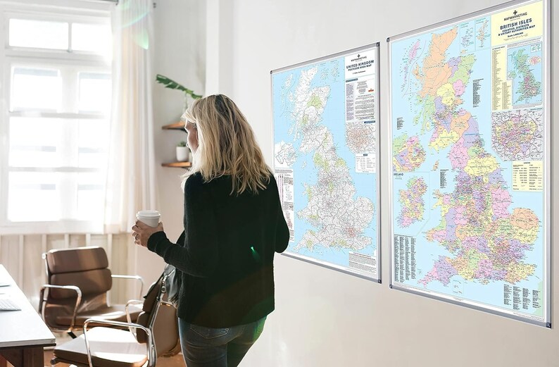 UK Wall Map Laminated Large Map Counties, District and Unitary ...