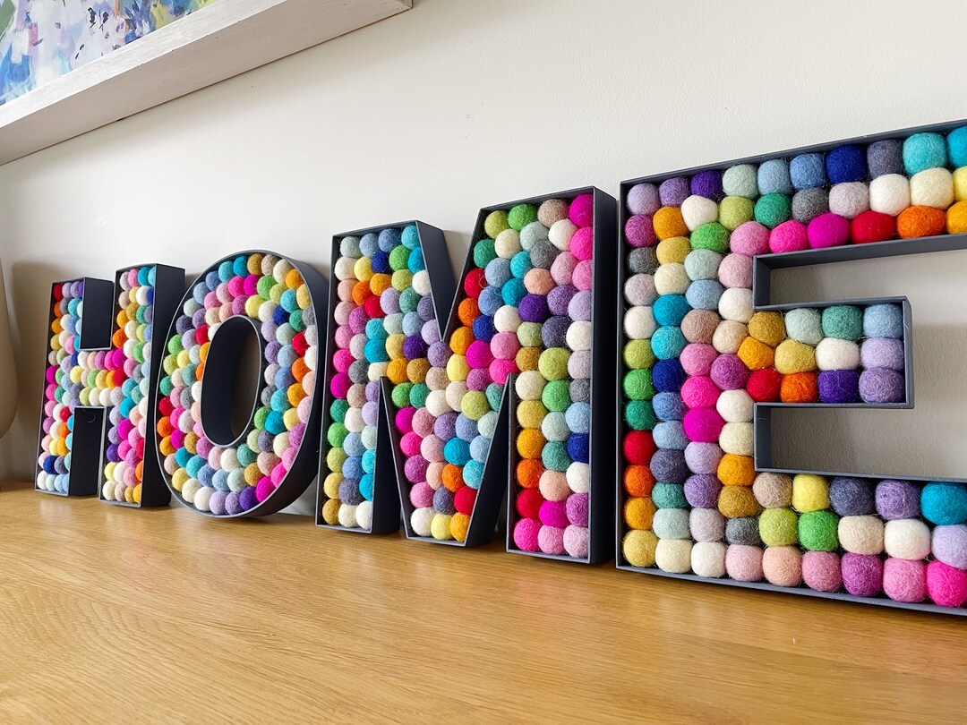 4 Letter Word. Rainbow Felt Ball Letters. Pom Pom Letters. Woooden ...