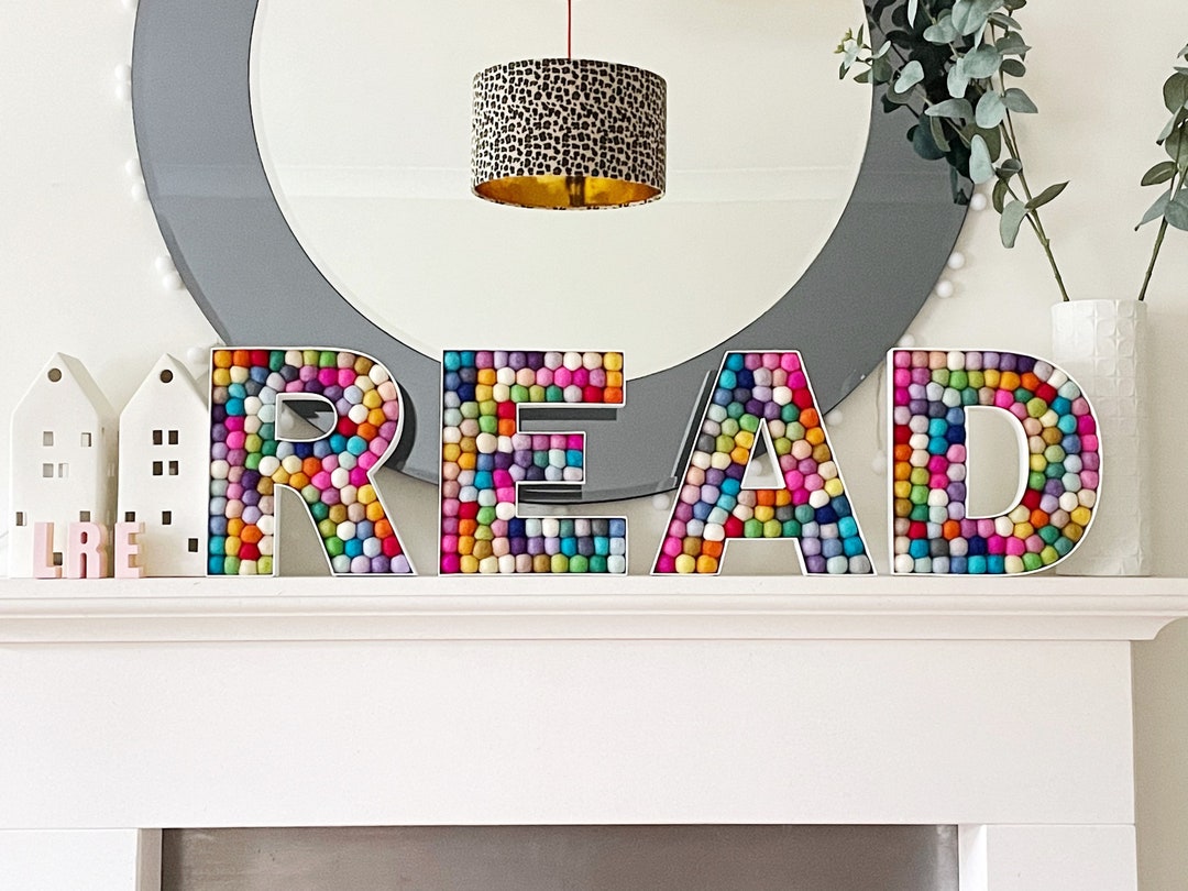 READ Letter Word. Rainbow Felt Ball Letters. Pom Pom Letters. Wooden ...