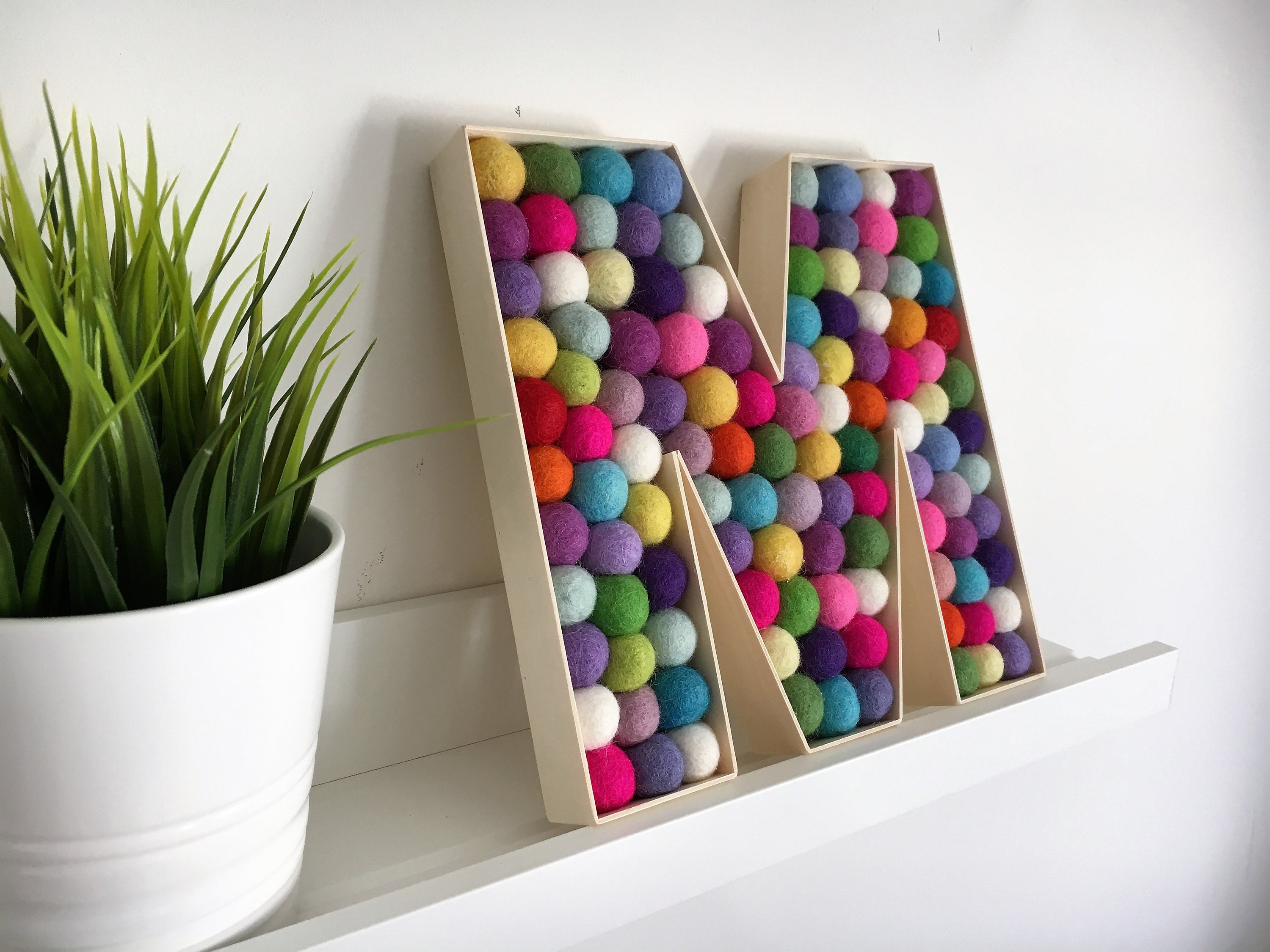 Letter 'M' Felt Ball Letter Wooden Fillable Letter - Etsy