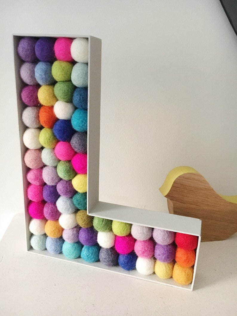 Letter L Wooden Letter Filled With Wool Felt Balls. Bright and - Etsy