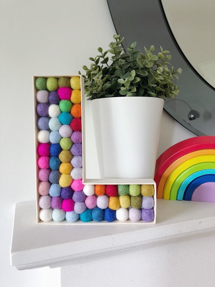 Letter 'L' Felt Ball Letter. Pom Pom Letter. Wooden | Etsy