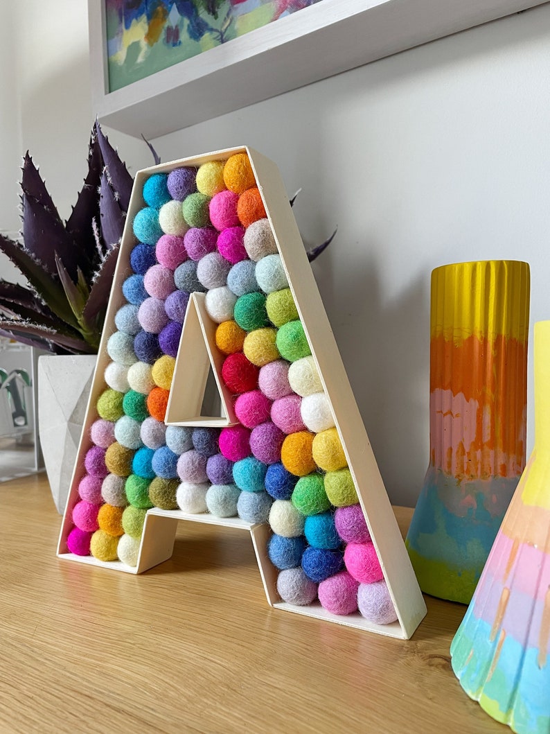 Letter 'A' Felt Ball Letter Wooden Fillable Letter - Etsy