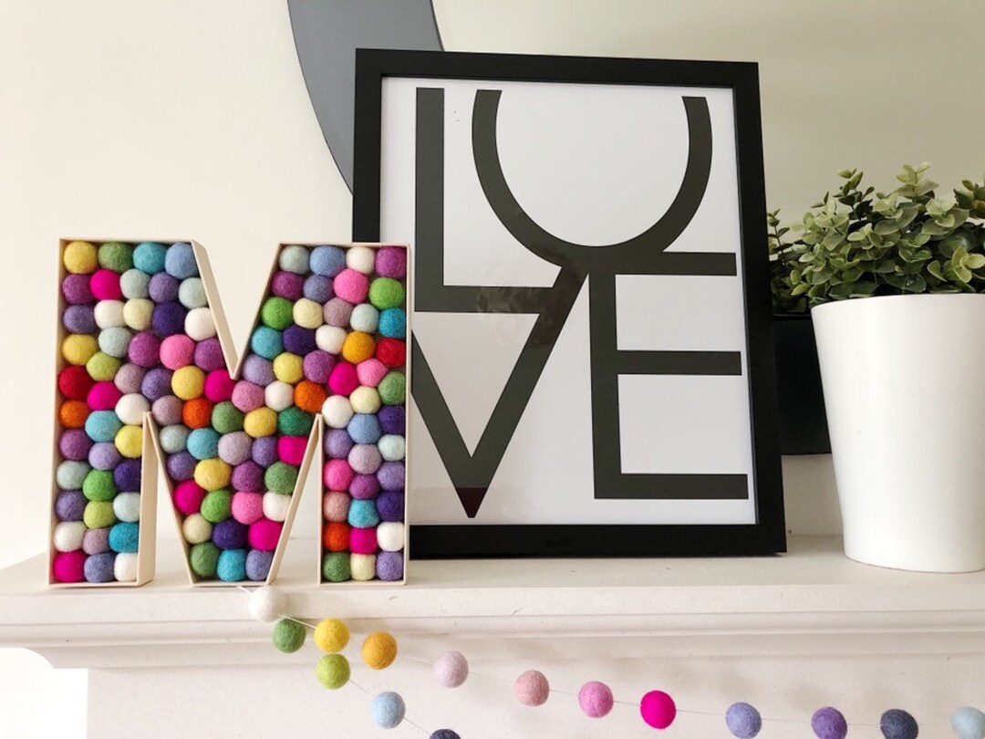 Letter 'M' Felt Ball Letter Wooden Fillable Letter - Etsy