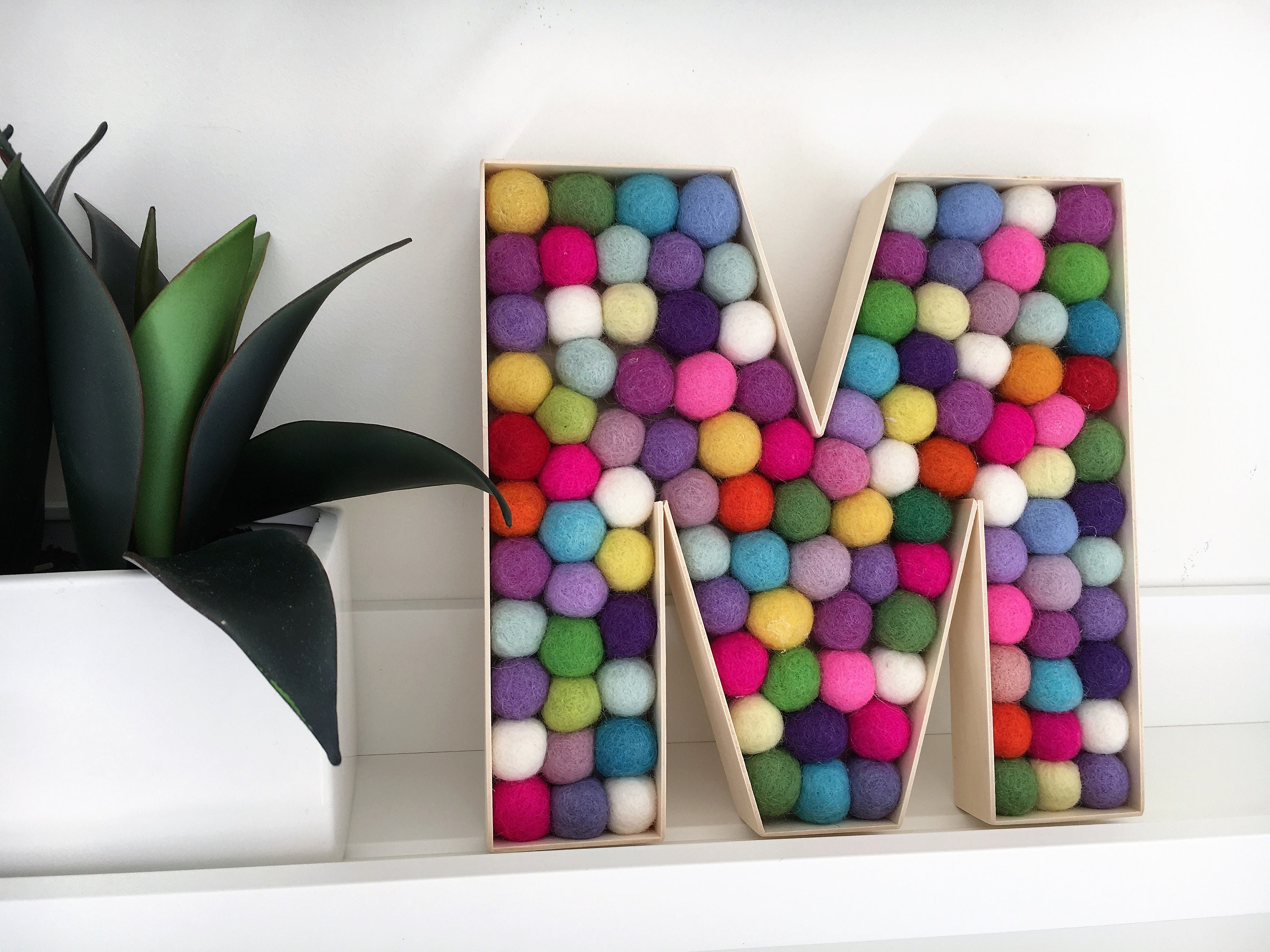 Letter 'M' Felt Ball Letter Wooden Fillable Letter - Etsy