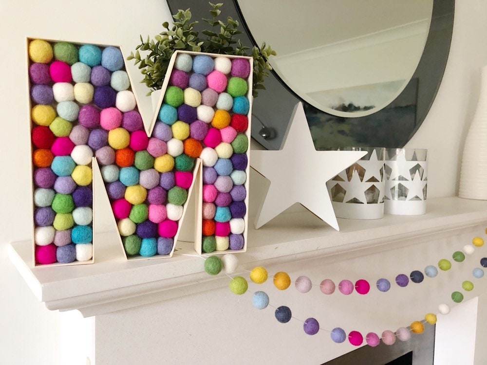 Letter 'M' Felt Ball Letter Wooden Fillable Letter - Etsy