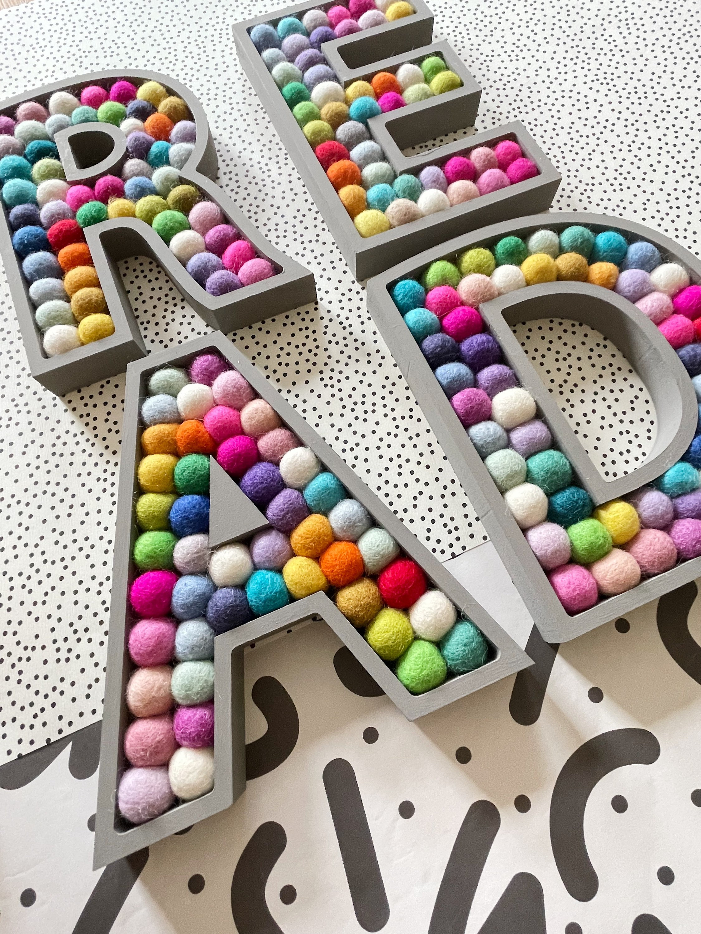 4 Letter Word. LOVE. PLAY. HOME. Rainbow Felt Ball Letters. - Etsy