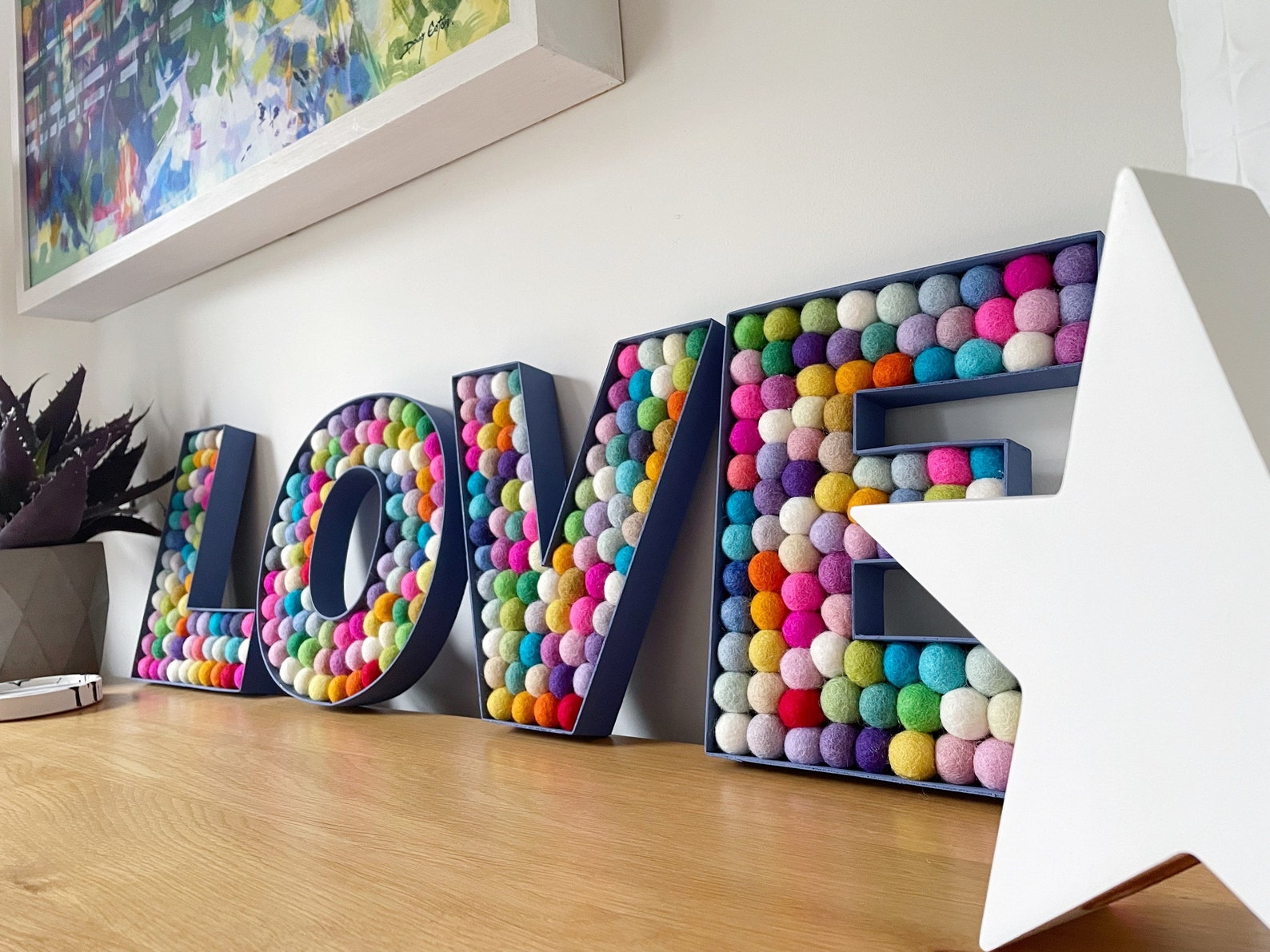 4 Letter Word. Rainbow Felt Ball Letters. Pom Pom Letters. - Etsy