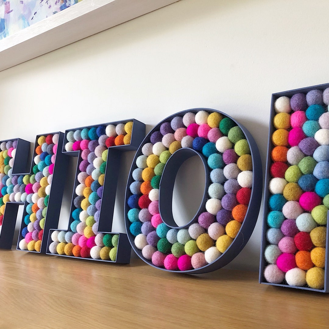 4 Letter Word. Rainbow Felt Ball Letters. Pom Pom Letters. - Etsy