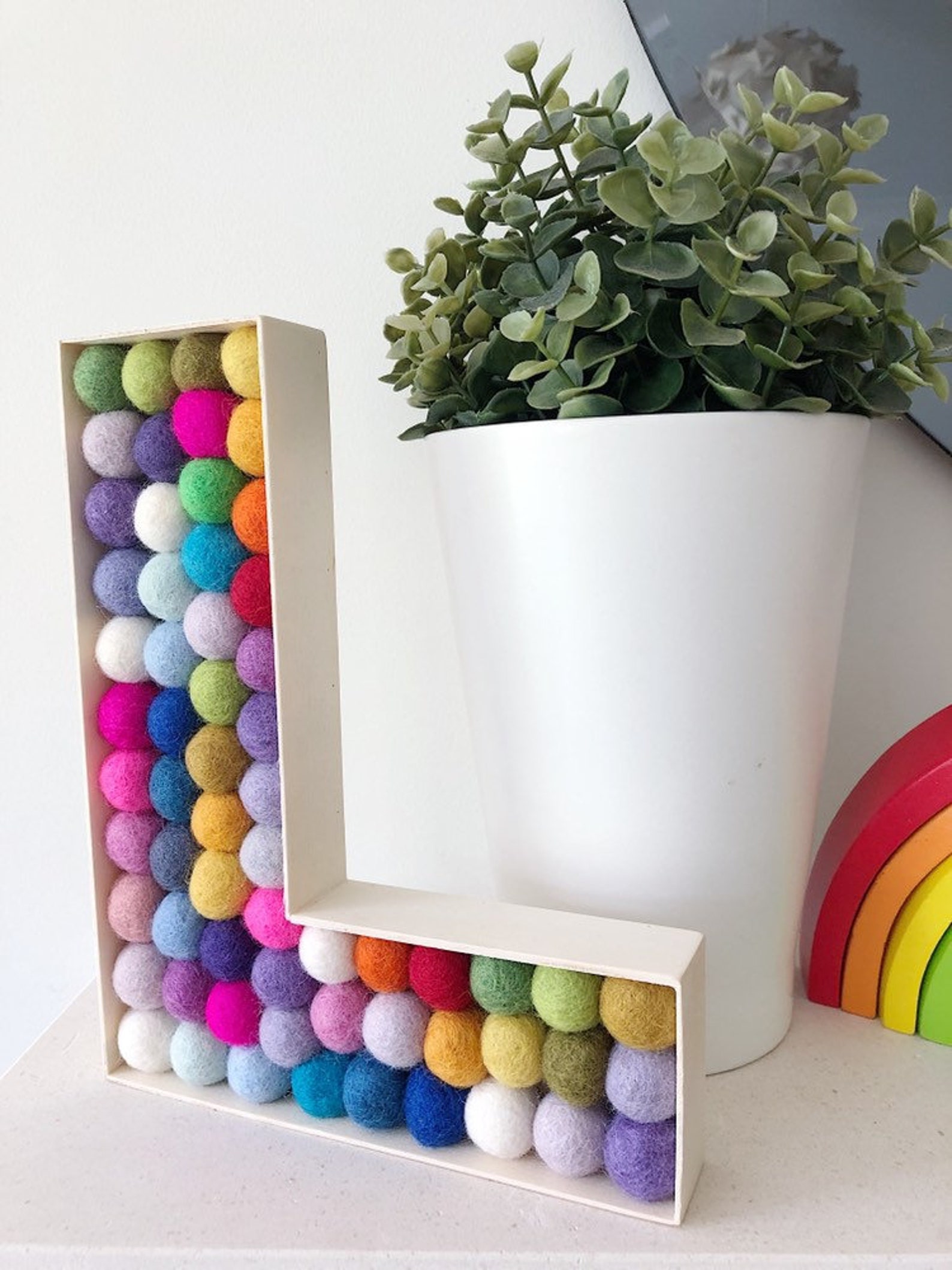 Letter 'L' Felt Ball Letter. Pom Pom Letter. Wooden Fillable Letter ...