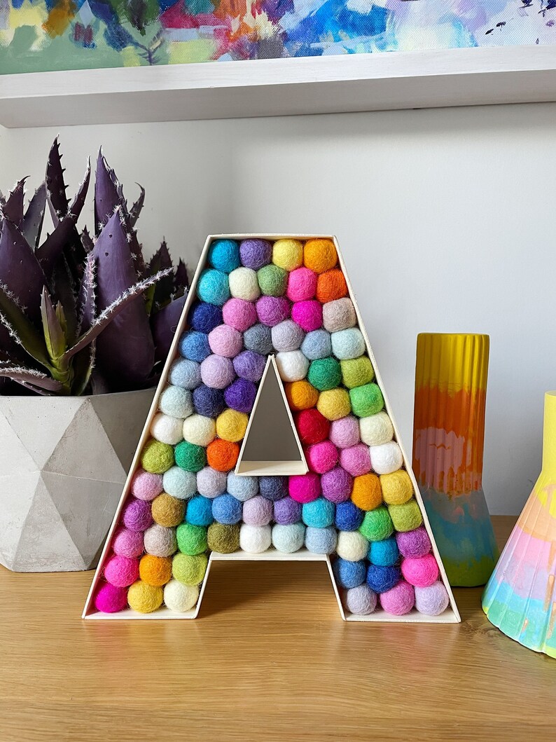 Letter 'A' Felt Ball Letter Wooden Fillable Letter - Etsy
