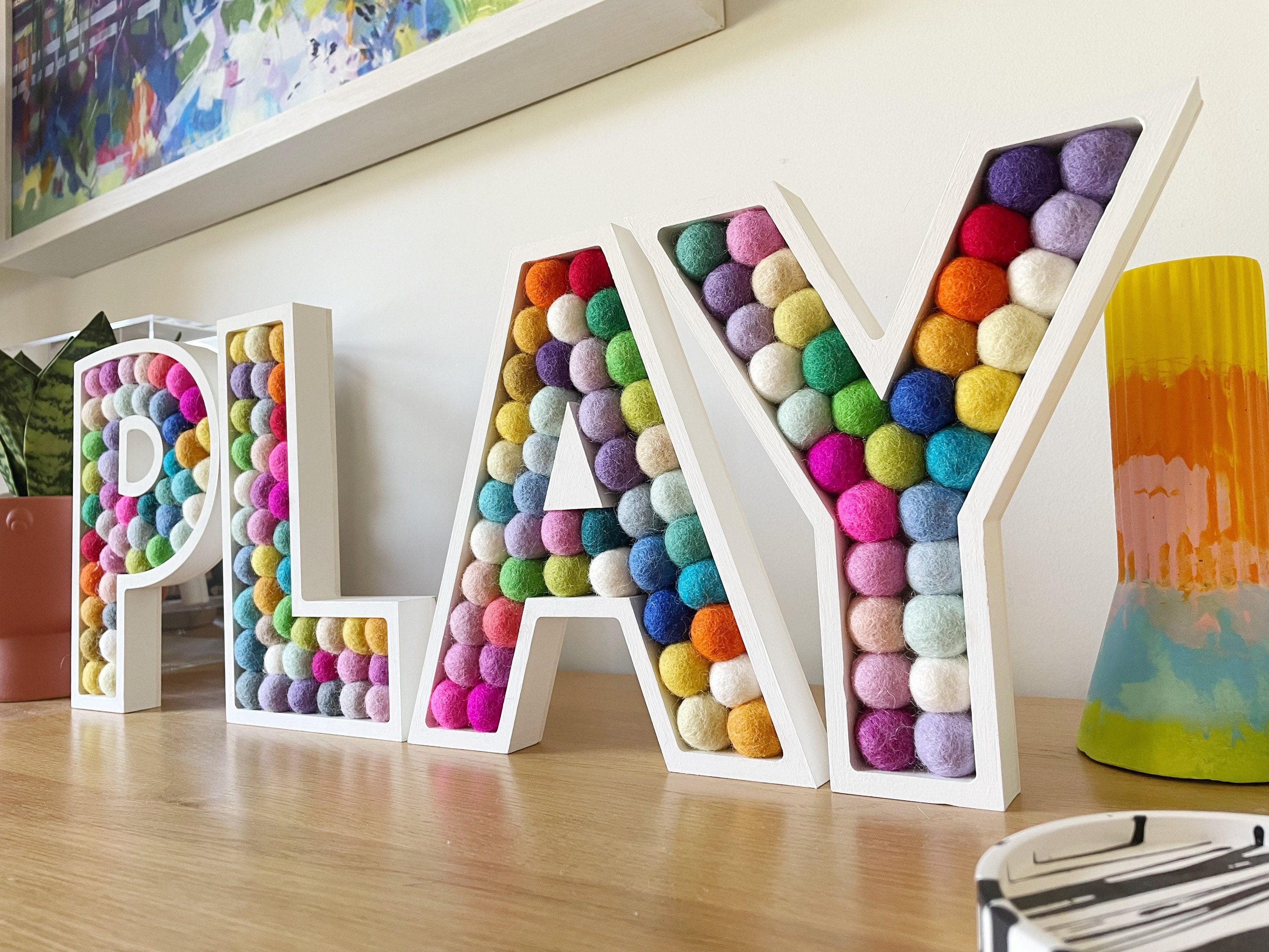 4 Letter Word. LOVE. PLAY. HOME. Rainbow Felt Ball Letters. - Etsy