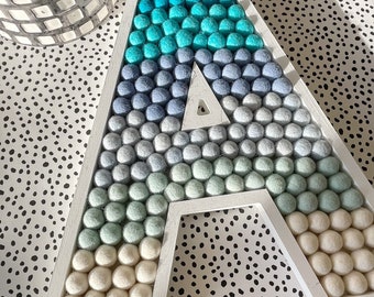 A-Z Wooden Wall Letters. Kids Room Felt Ball Wall Letters. - Etsy