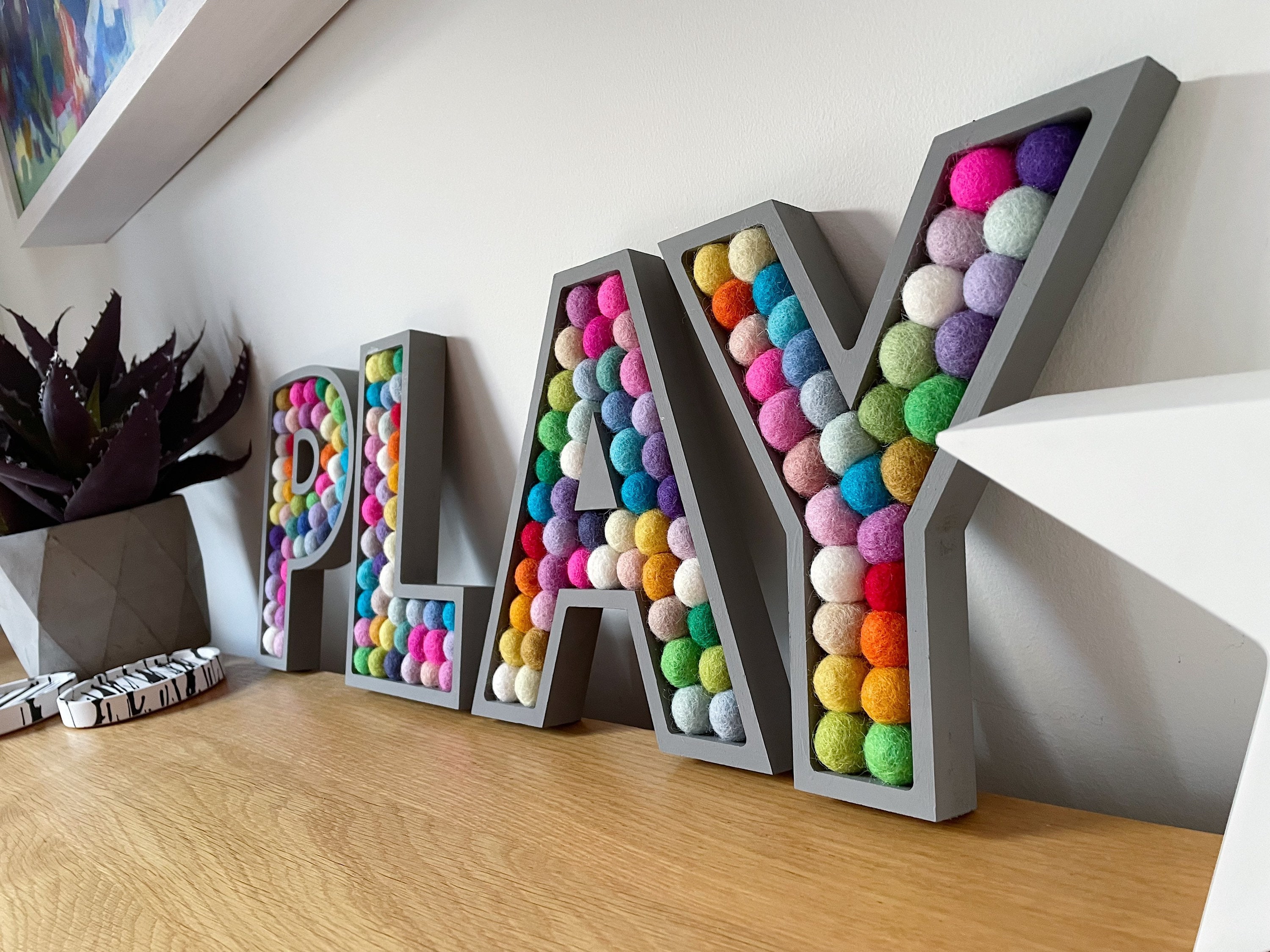 4 Letter Word. LOVE. PLAY. HOME. Rainbow Felt Ball Letters. - Etsy