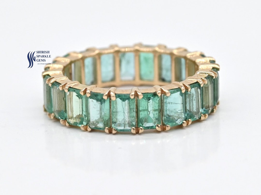 Emerald Cut Emerald Eternity Band Emerald Gold Eternity Ring Natural ...