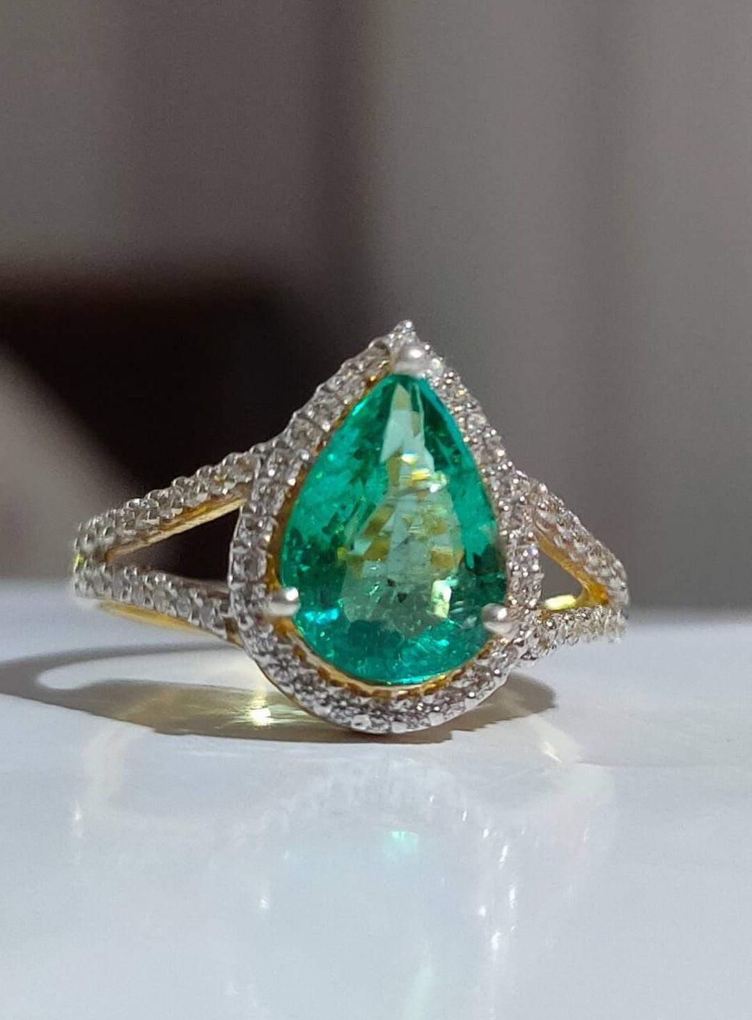 18k Gold Natural Emerald Eagle Ring Real Emerald Ring Emerald ...