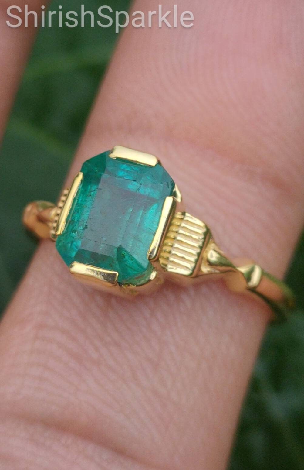 Emerald Engagement Ring Real Emerald Ring Emerald Ring White - Etsy