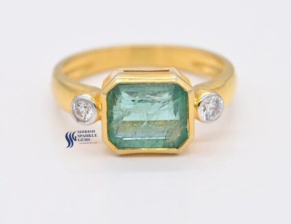 Shirishsparkle Natural Emerald Halle Berry Ring Vintage Emerald Ring Genuine Emerald Ring 18k Gold Emerald Ring Emerald Diamond Ring Etsy