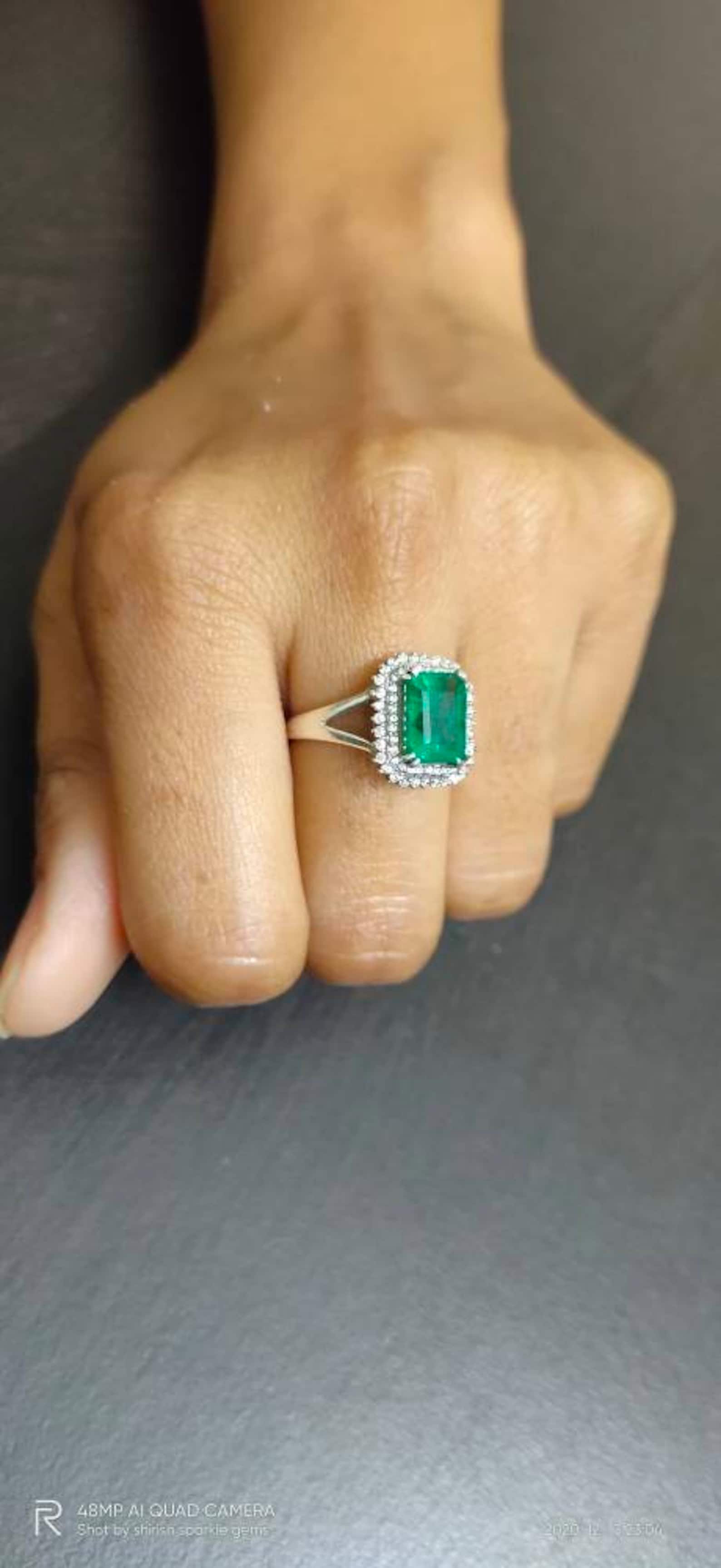 Natural Emerald Engagement Ring for Women With 14k Solid Gold - Etsy