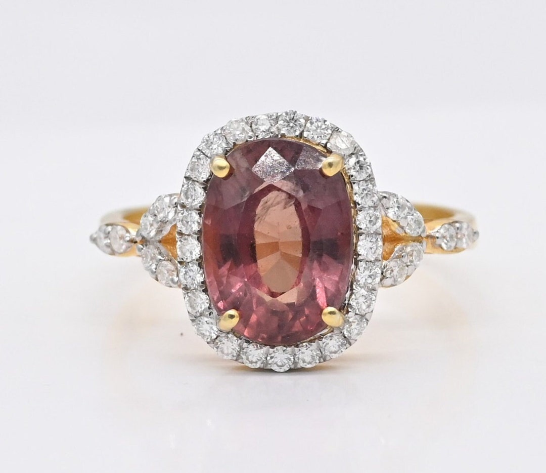 Rare Natural Brown Sapphire Ring Pinkish Brown Sapphire Ring Antique ...