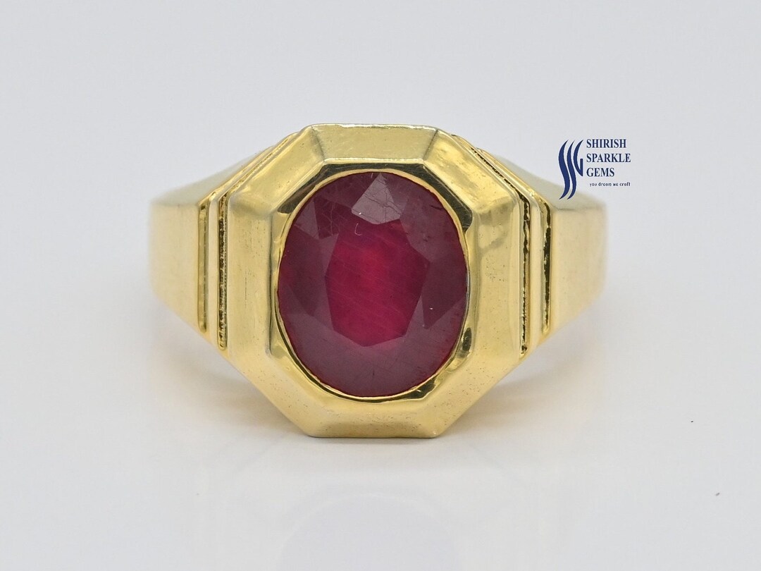 Natural Red Ruby Men's Ring Genuine Ruby Engagement Ring Wedding ...
