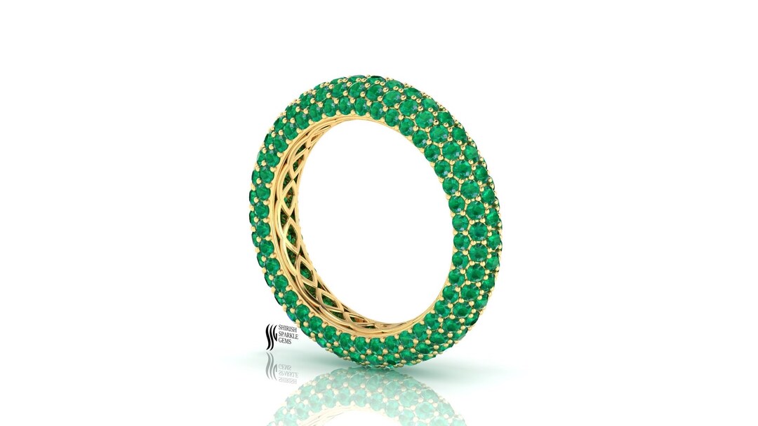 Emerald Eternity Band Natural Emerald Eternity Band Genuine Emerald ...