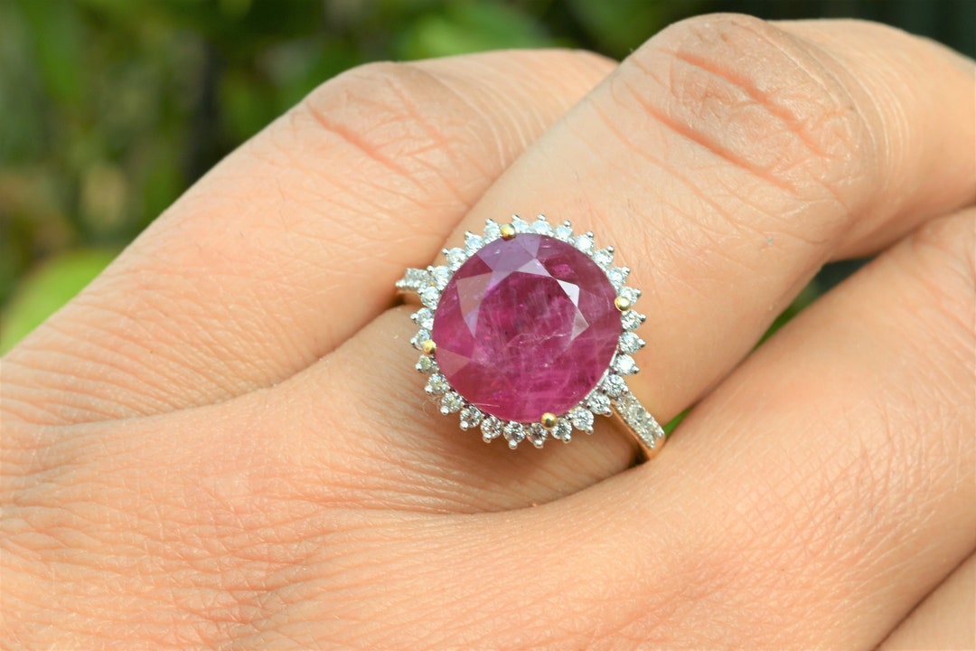 4.77CTW Natural Ruby Natural Diamond Luck Wedding Engagement ...