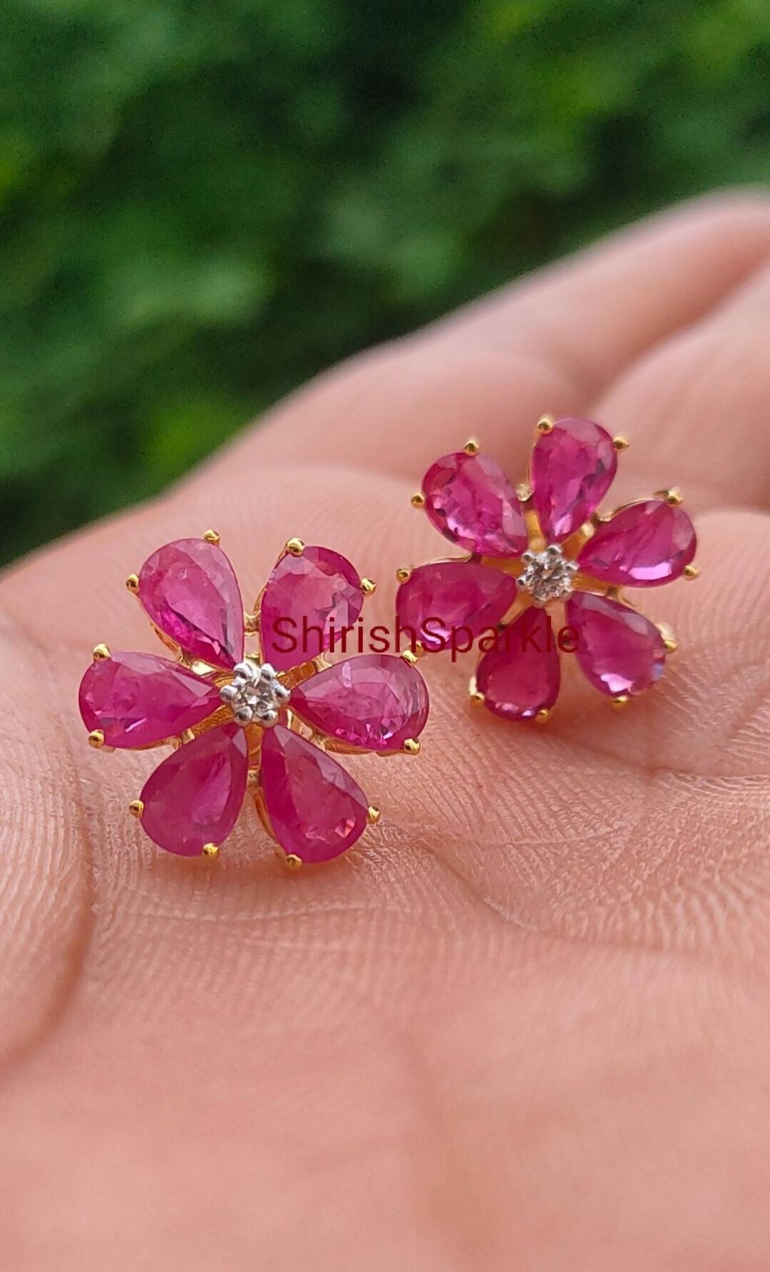 4.00CTW Natural Ruby Earrings Stud Real Ruby Earring Geniune - Etsy