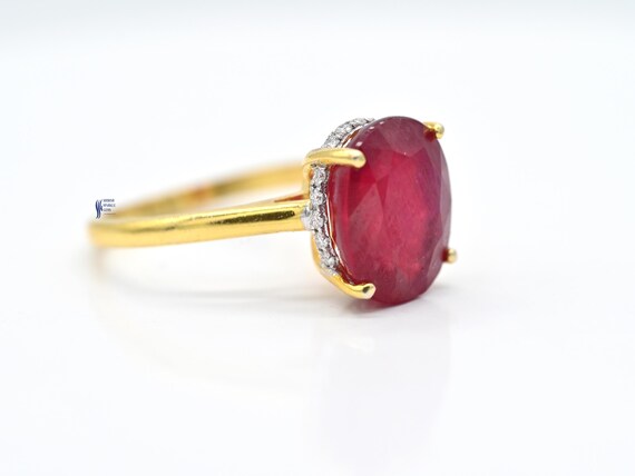 Unique Design 5.17CT Ruby Diamond Engagement Ring Real Diamond Oval Ruby Ring Ruby Gemstone Ring Handmade Ruby Ring Ruby Diamond Ring Etsy