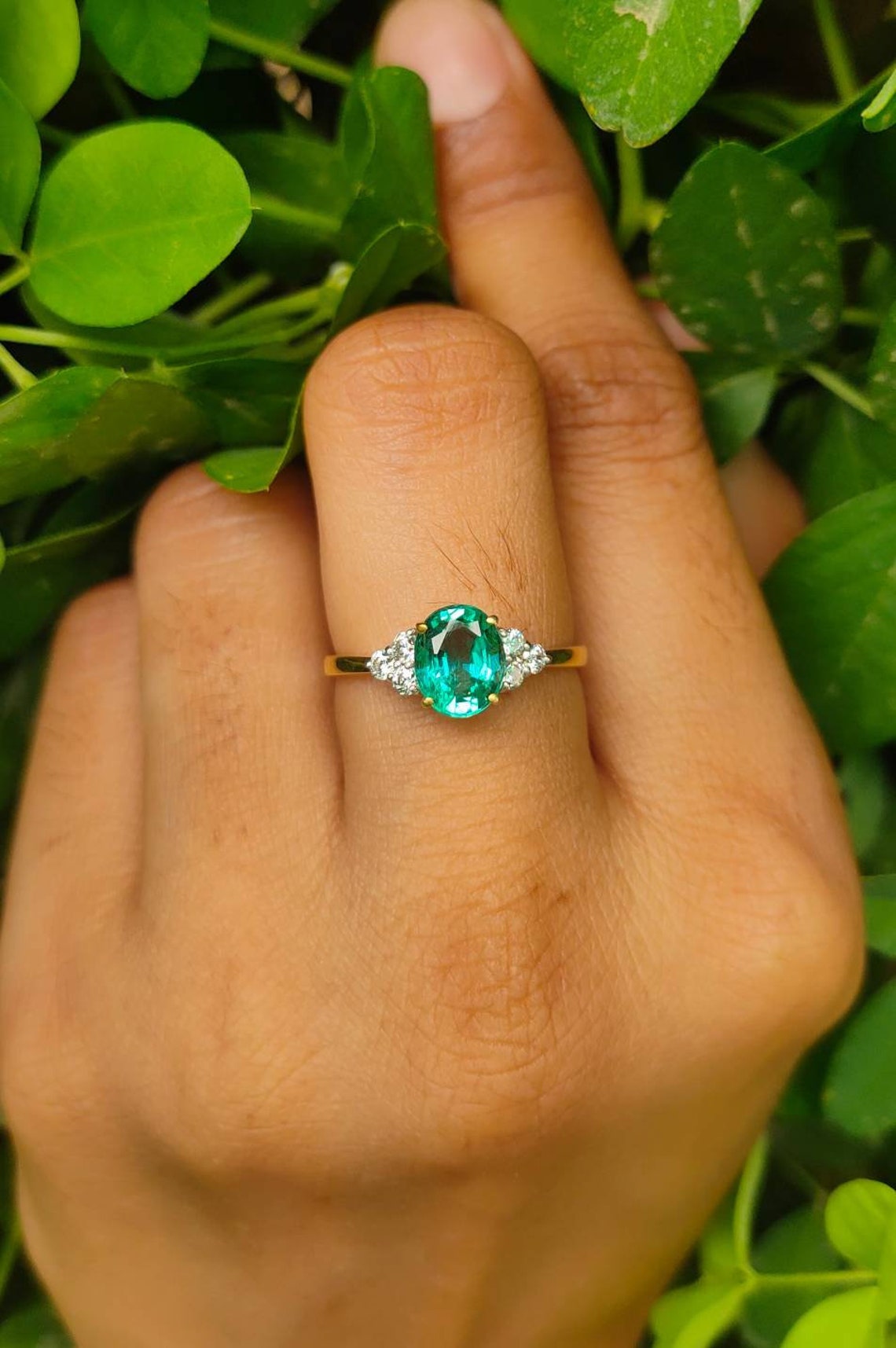 Natural Emerald Engagement Ring Emerald Ring for women Real | Etsy