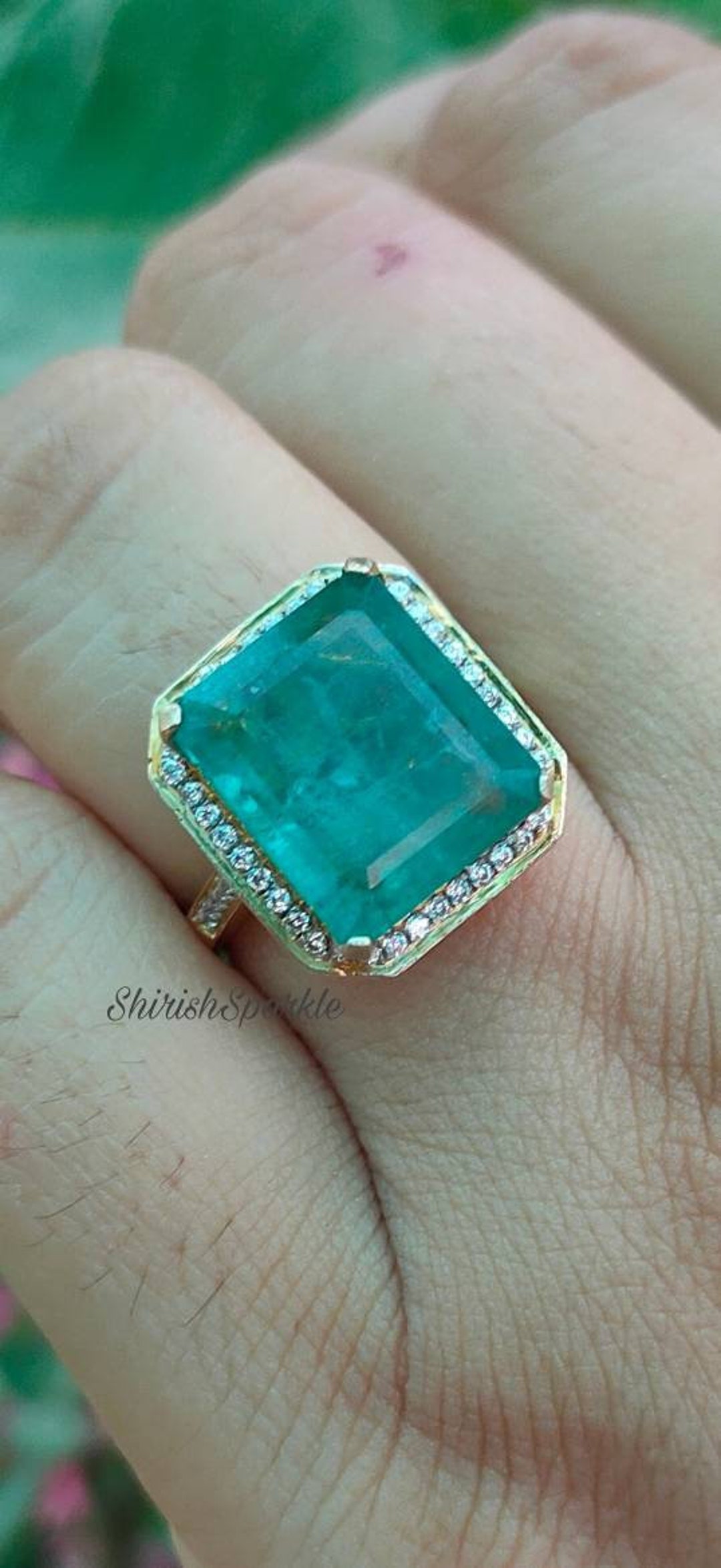 6.55CTW Big Size Emerald Ring for Women, Emerald Diamond Ring, Genuine ...