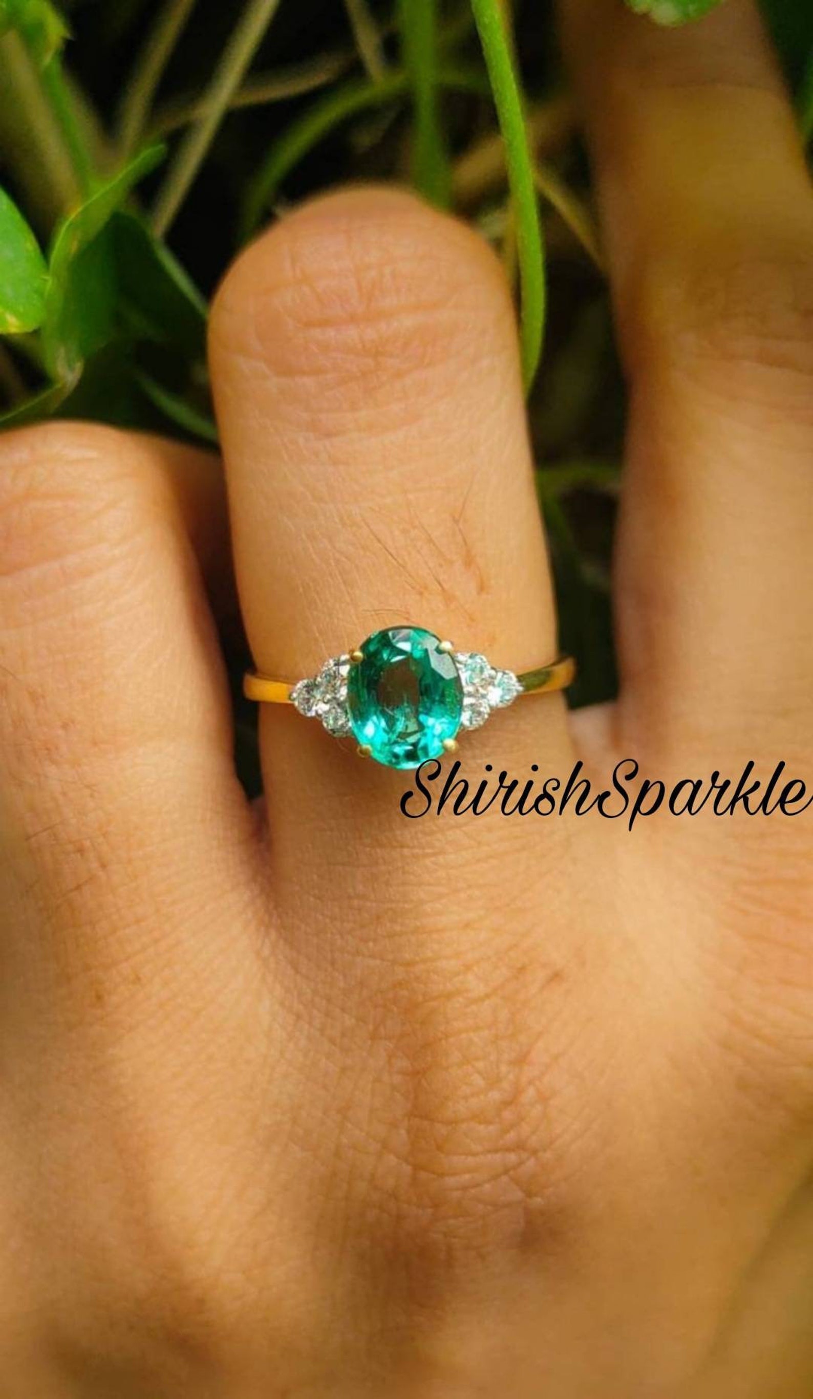 Natural Emerald Engagement Ring Emerald Ring for Women Real - Etsy