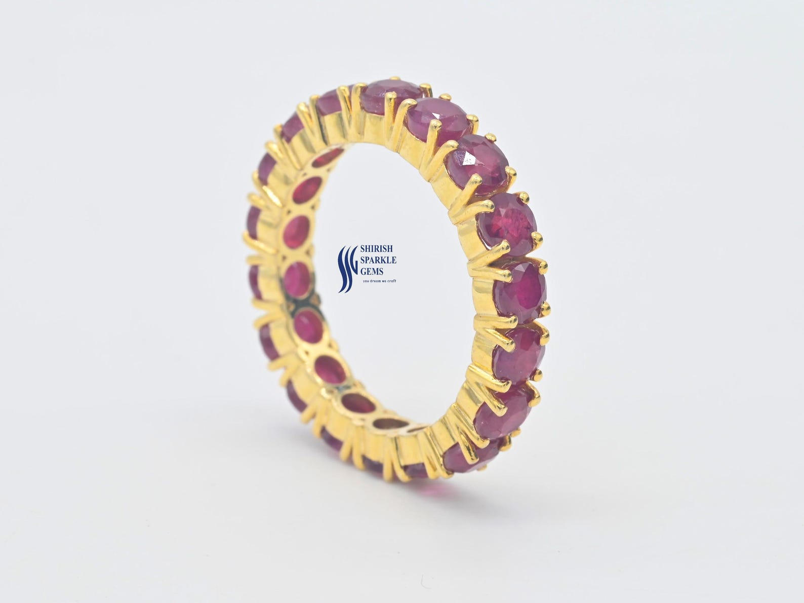 Red Ruby Gold Band / Filled Ruby Gold Wedding Band for Her / Women Ruby ...