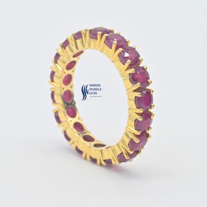 Red Ruby Gold Band / Filled Ruby Gold Wedding Band for Her / Women Ruby ...