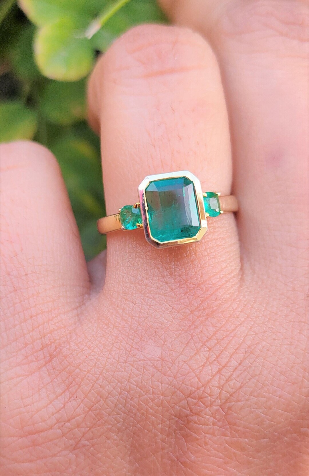 Natural Emerald Cut Emerald White Gold Ring for Her Genuine Emerald Cut ...