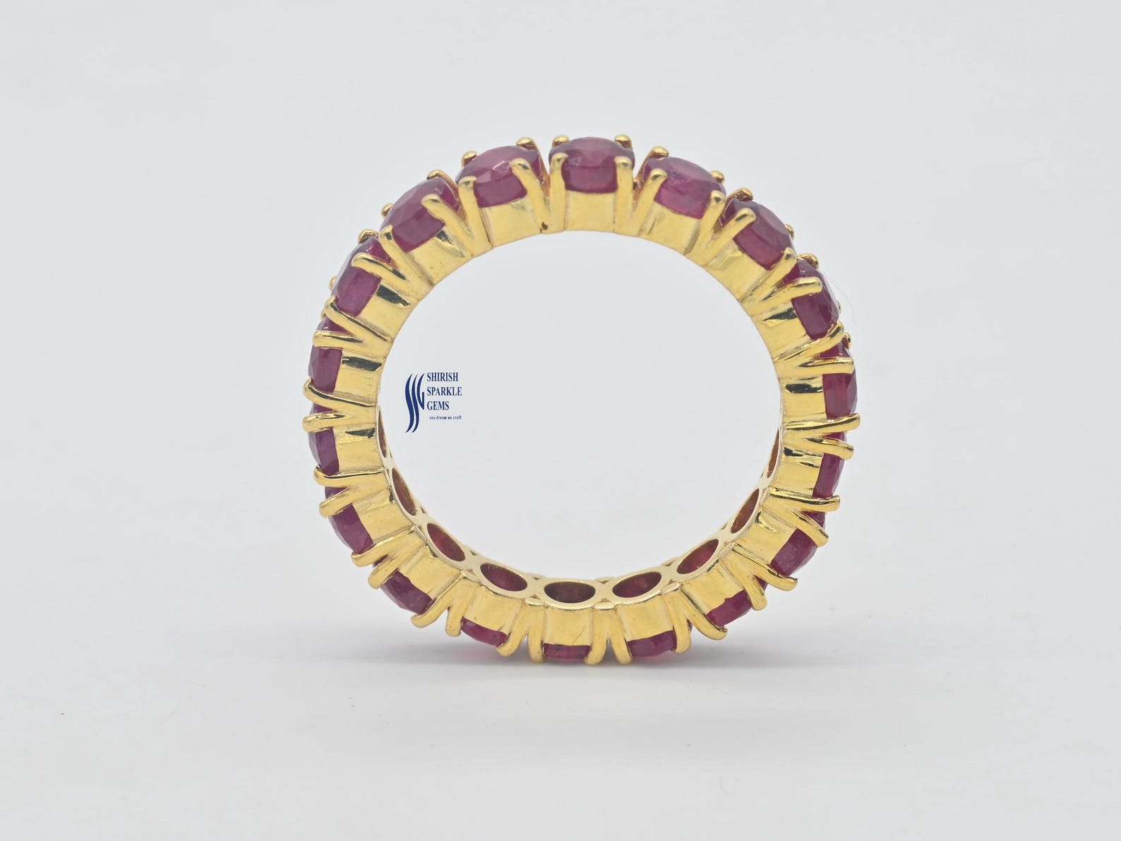 Red Ruby Gold Band / Filled Ruby Gold Wedding Band for Her / Women Ruby ...