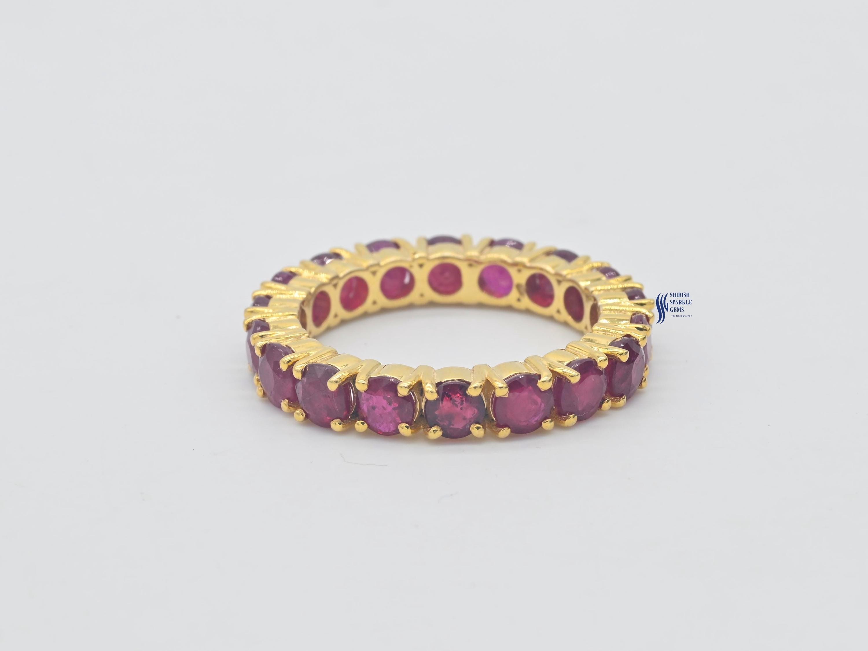 Red Ruby Gold Band / Filled Ruby Gold Wedding Band for Her / Women Ruby ...