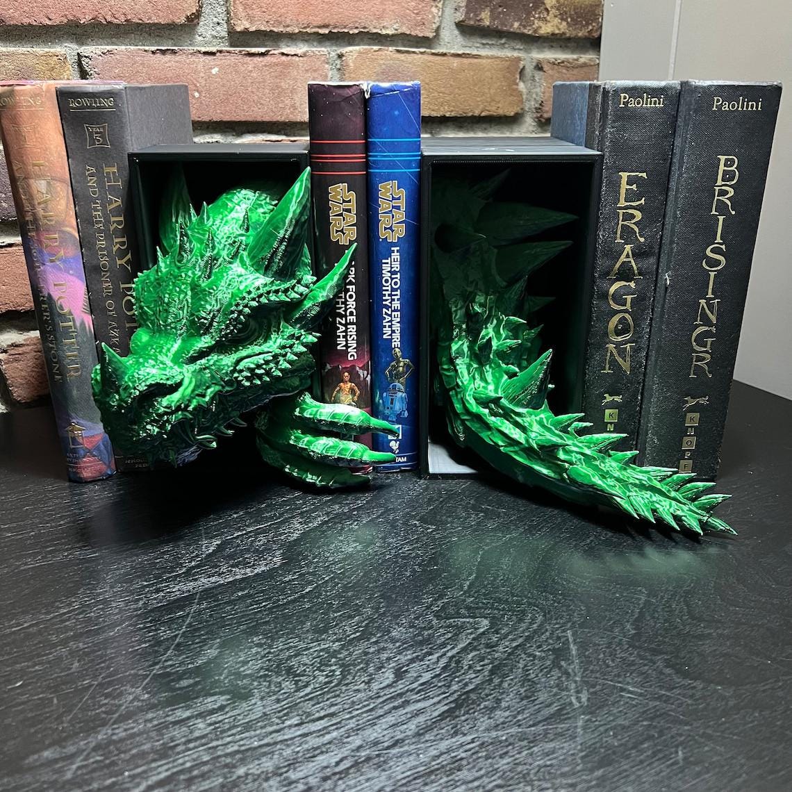 3D Printed Dragon Bookends Fantasy Dragon Head and Tail for Bookshelves ...