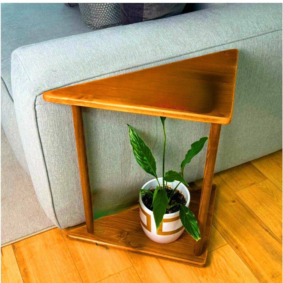 Triangular Side Coffee Table, Corner End Table, Minimalist Sofa Table ...