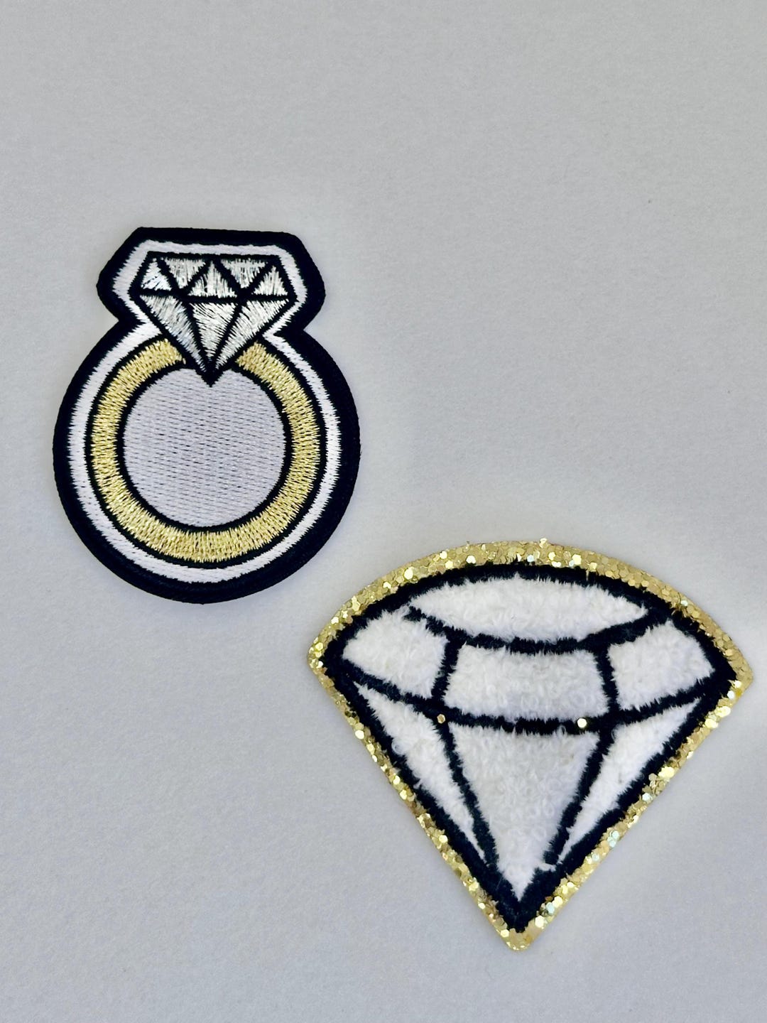 Diamond Ring and Diamond Patches Stick on - Iron on - Sew on - Sticker ...