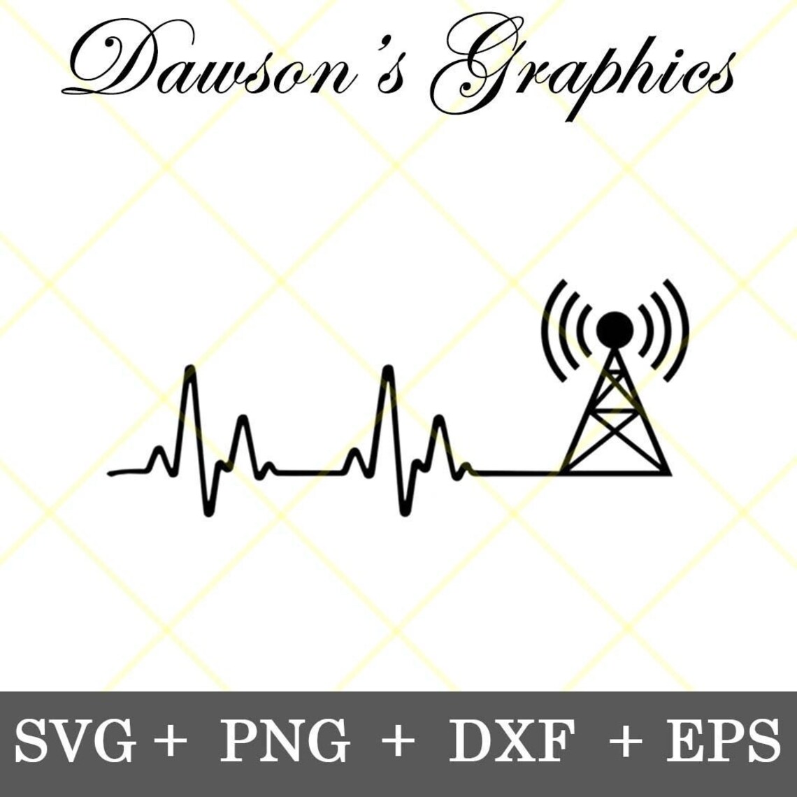 Instant Download Heart Beat With Ham Radio Tower SVG | Etsy