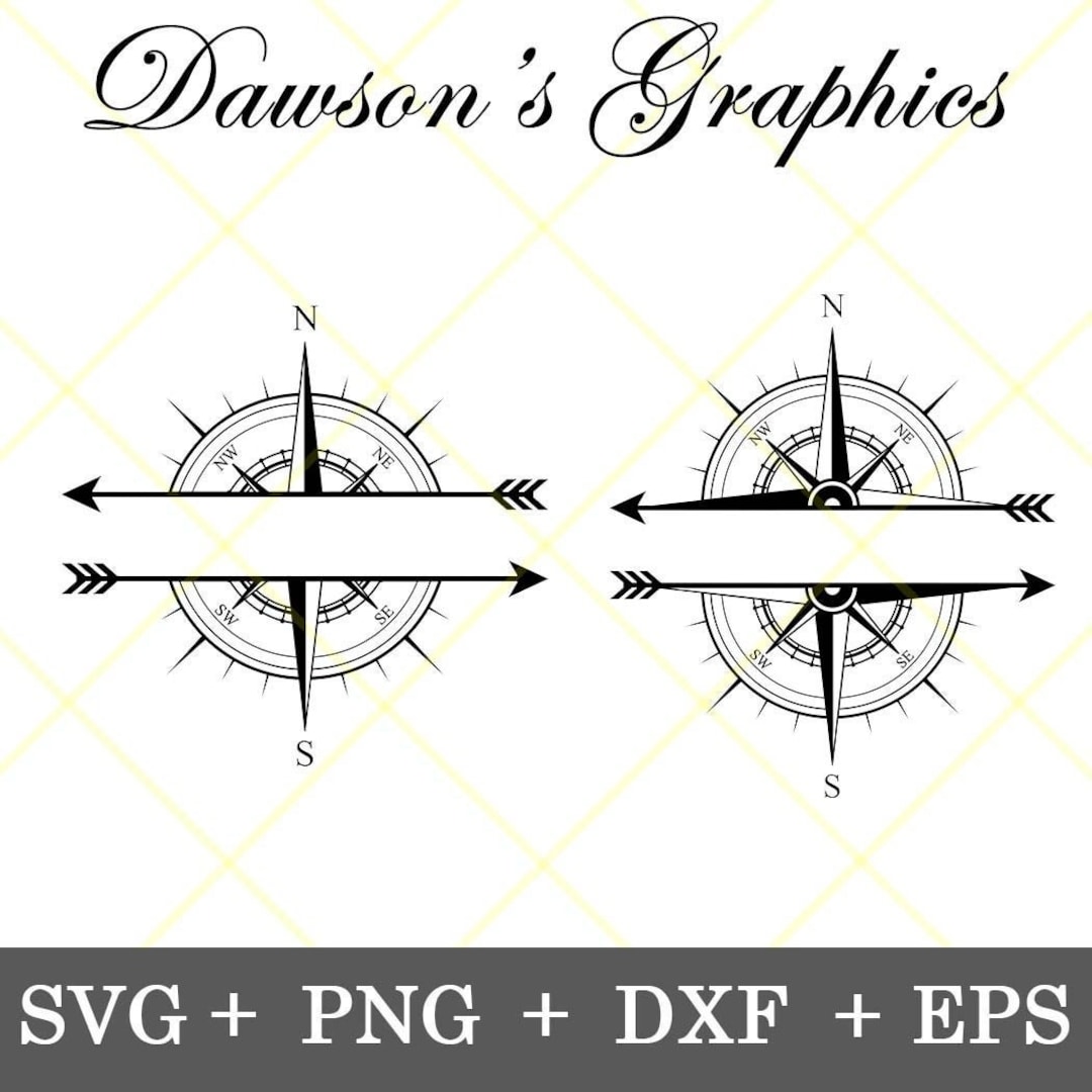 Instant Download!!! Split Compass Rose Svg Monogram Frame for Camping ...
